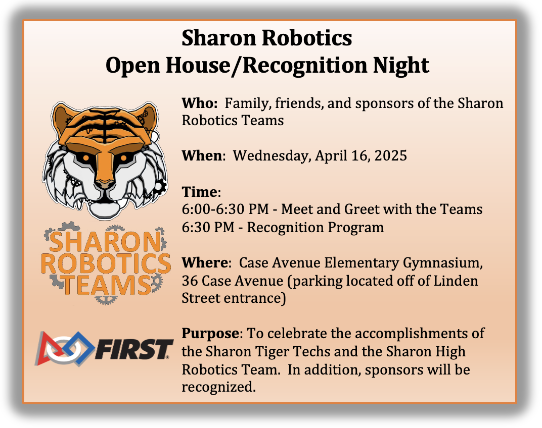 Tiger Techs Open House Event – Sharon Tiger Techs Robotics Teams